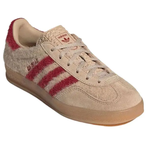 Adidas Gazelle Indoor Furry Sneakers - Tan/red