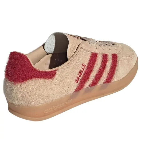 Adidas Gazelle Indoor Furry Sneakers - Tan/red
