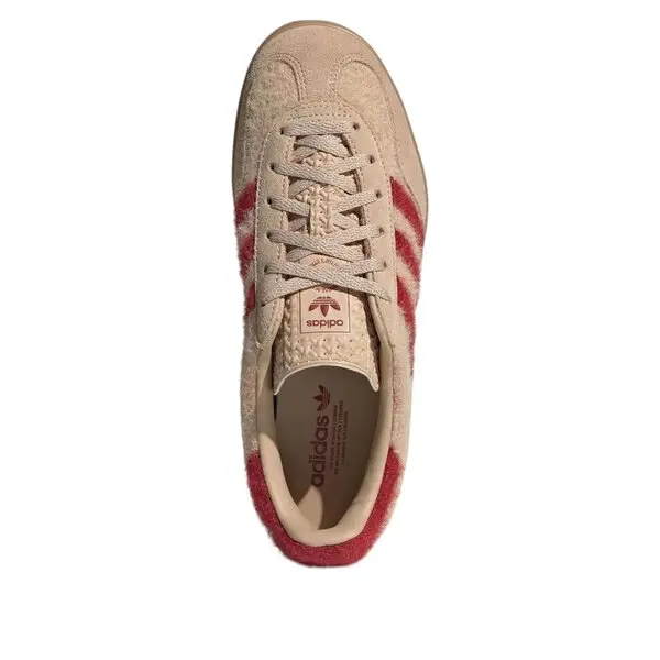 Adidas Gazelle Indoor Furry Sneakers - Tan/red