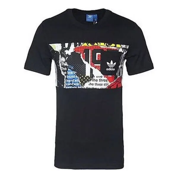 Adidas Originals Design Alphabet Printing Round Neck Pullover Short Sleeve Black T-shirt - Default Colorway