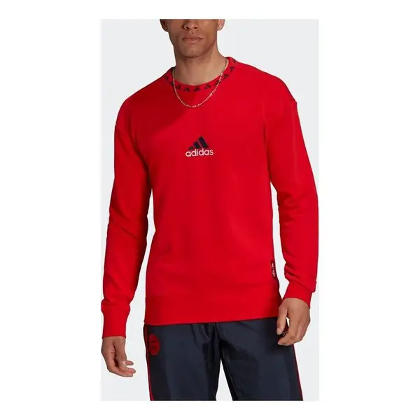 Adidas Bayern Munich Pattern Crewneck Sweatshirt - Red
