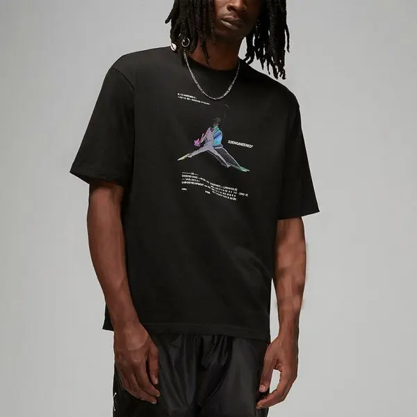 JORDAN 23 Engineered Casual Breathable Large Logo Printing Round Neck Short Sleeve Black - Default Color