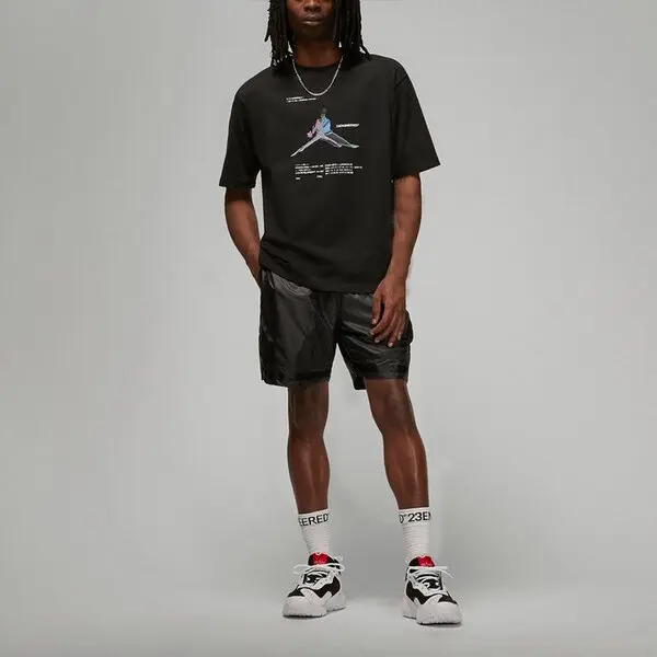 JORDAN 23 Engineered Casual Breathable Large Logo Printing Round Neck Short Sleeve Black
