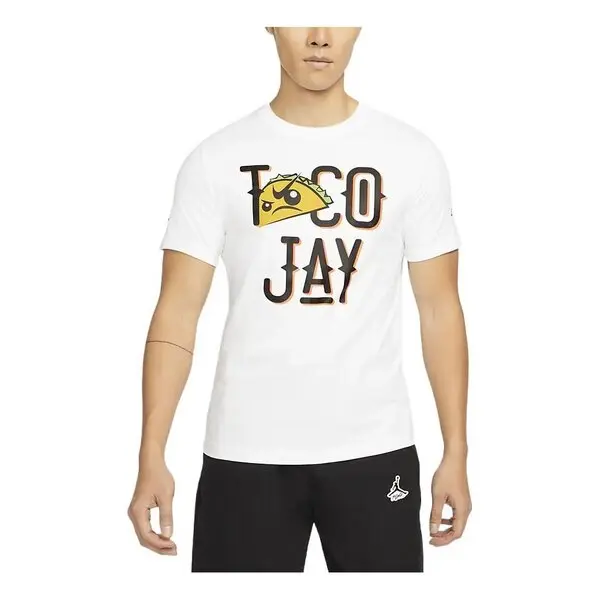 JORDAN Alphabet Cartoon Printing Round Neck Short Sleeve White T-shirt - Default Color