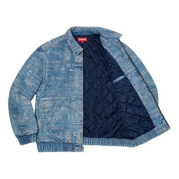 Supreme Checks Embroidered Denim Jacket - Teal