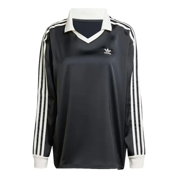 Adidas 3-stripes Satin Long Sleeve Shirt - Black