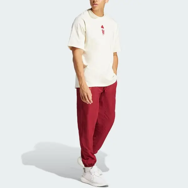 Adidas Manchester United Lfstlr Oversized T-shirts 'white Red