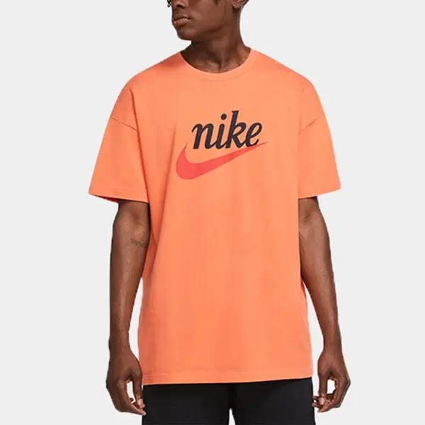 Nike Heritage Essentials Logo Printing Knit Sports Short Sleeve Orange T-shirt - Multi-color