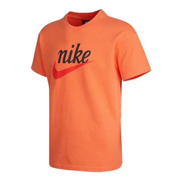 Nike Heritage Essentials Logo Printing Knit Sports Short Sleeve Orange T-shirt - Multi-color