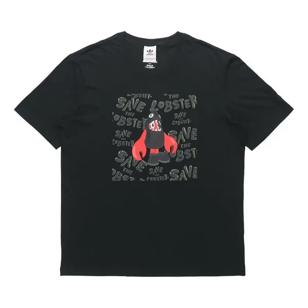 Adidas Originals Artist Tee Ss Dragon Printing Round Neck Pullover Sports Short Sleeve - Black