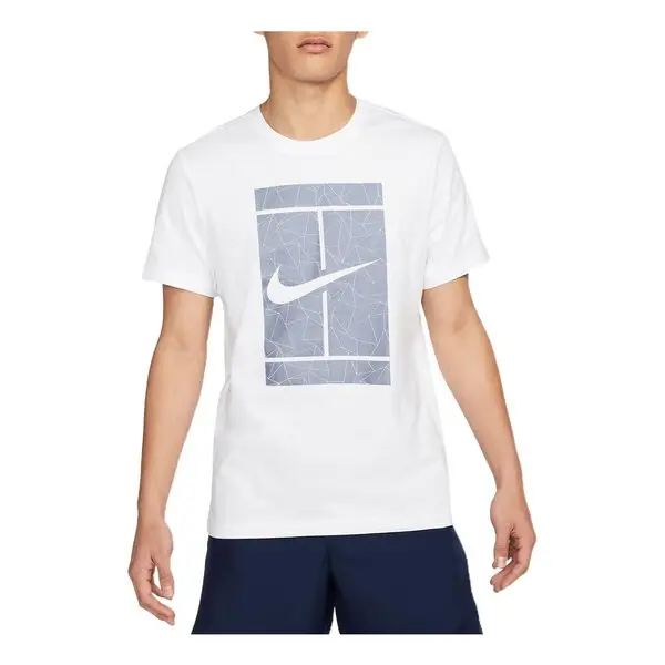 Nike Large Logo Pattern Printing Round Neck Casual Short Sleeve White T-shirt