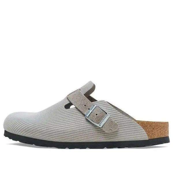 BIRKENSTOCK Boston Suede Embossed Clogs - Grey