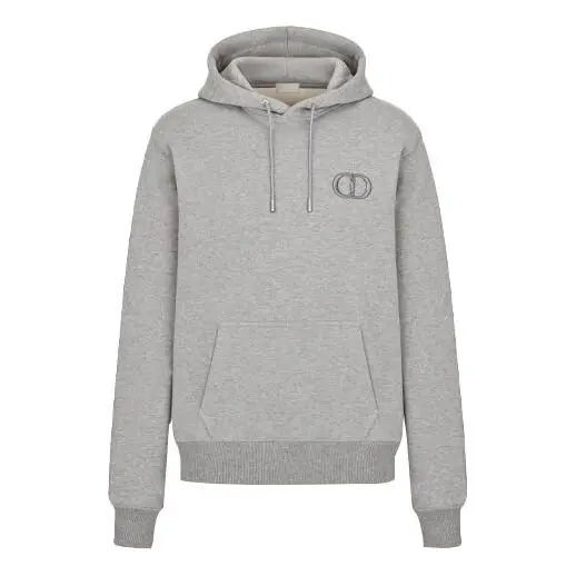 Dior Embroidered Logo Hoodie - Grey