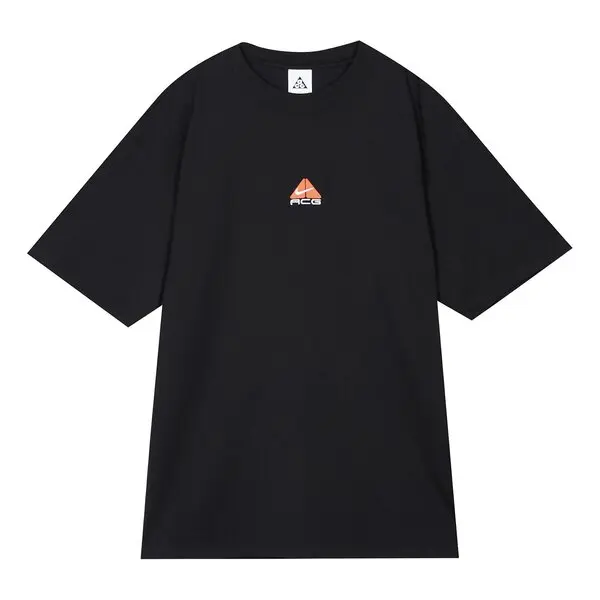 Nike Logo Embroidered Pattern Loose Round Neck Short Sleeve Black - Default Color