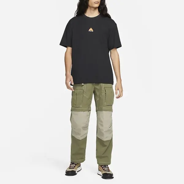 Nike Logo Embroidered Pattern Loose Round Neck Short Sleeve Black - Default Color