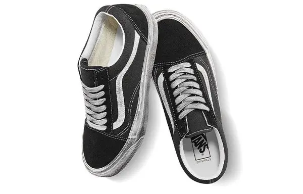 VANS Og Old Skool Lx Distressed Low Top Sneakers - Black/white