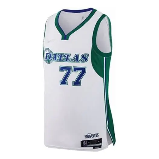 Nike Luka Doncic Dallas Mavericks 75th Anniversary Jersey - White/green/blue