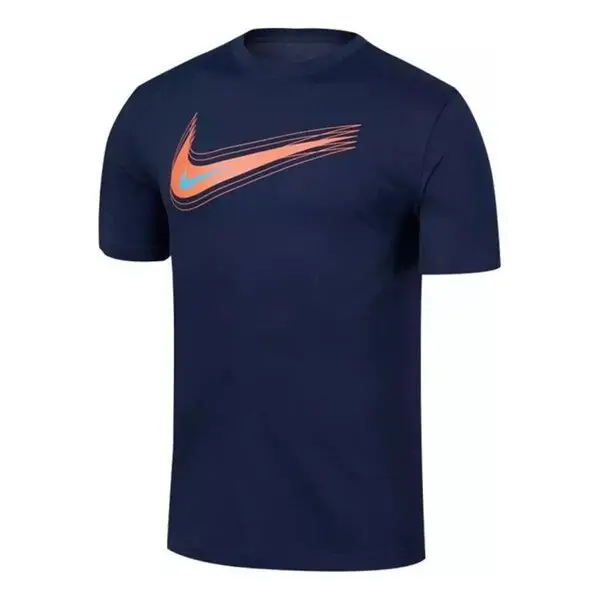 Nike As Tee Swoosh 12 Month Causual Sports Ventilate Logo Male Green - Navy