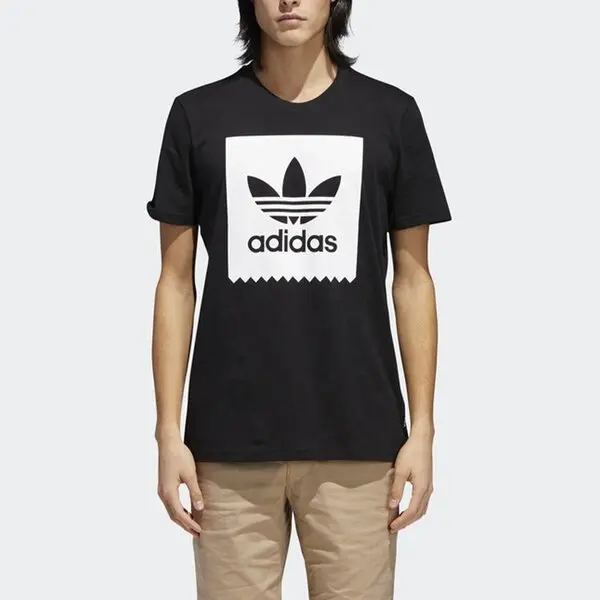 Adidas Originals Logo Round Neck Sports Short Sleeve - Black