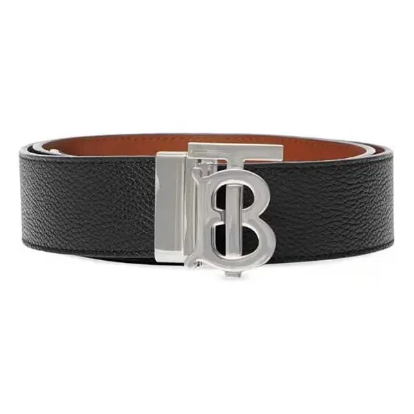 Burberry Tb Monogram Buckle Belt - Black/tan