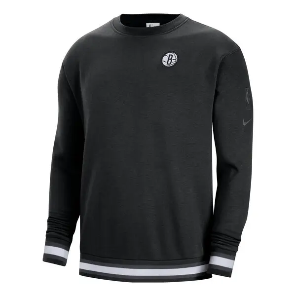 Nike Brooklyn Nets Solid Color Fleece Lined Round Neck Pullover Long Sleeves Hoodie Black - Default Colorway