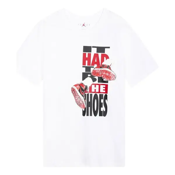 JORDAN The Shoes Printing Sports Round Neck Short Sleeve White T-shirt - Multi-color