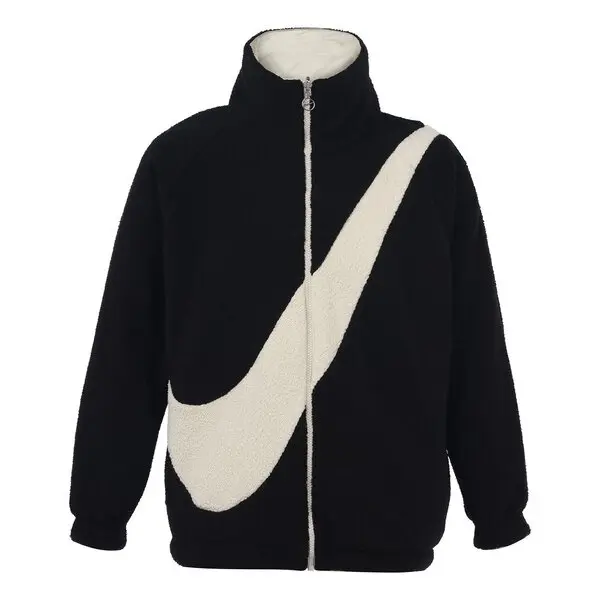Nike Reversible Fleece Jacket With Large Logo - Black