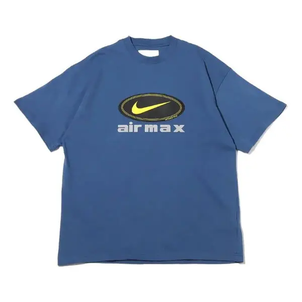 Nike Logo Alphabet Printing Breathable Round Neck Short Sleeve Dark Blue T-shirt - Default Color