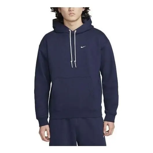Nike Solo Swoosh Fleece Pullover Hoodie - Navy