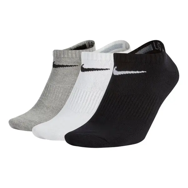 Nike Logo Pattern Casual Sports Socks 3 Pairs - Gray/white/black