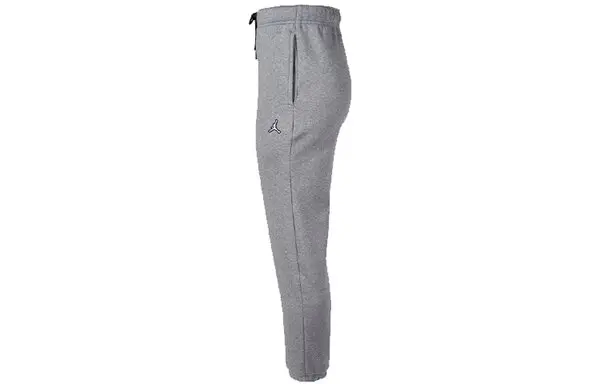 JORDAN Logo Embroidered Knit Fleece Lined Bundle Feet Sports Pants - Grey