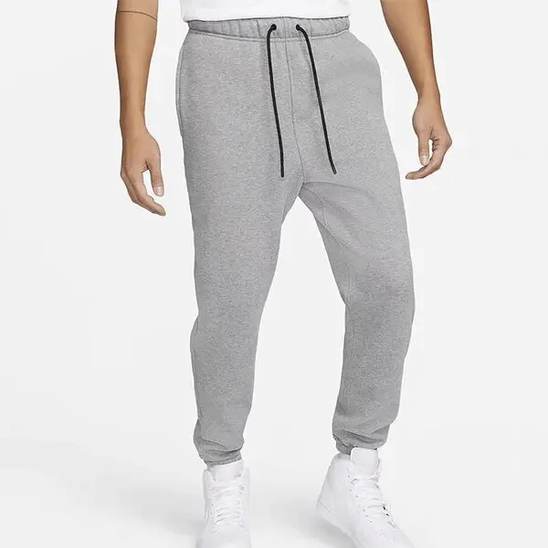 JORDAN Logo Embroidered Knit Fleece Lined Bundle Feet Sports Pants - Grey
