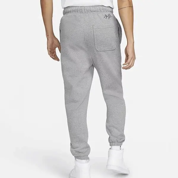 JORDAN Logo Embroidered Knit Fleece Lined Bundle Feet Sports Pants - Grey