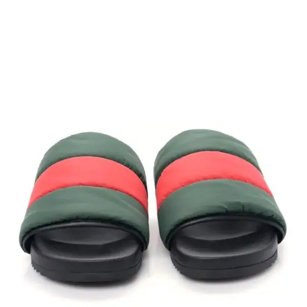 Gucci Padded Web Slide Sandals - Black/red/green