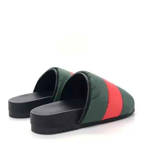 Gucci Padded Web Slide Sandals - Black/red/green