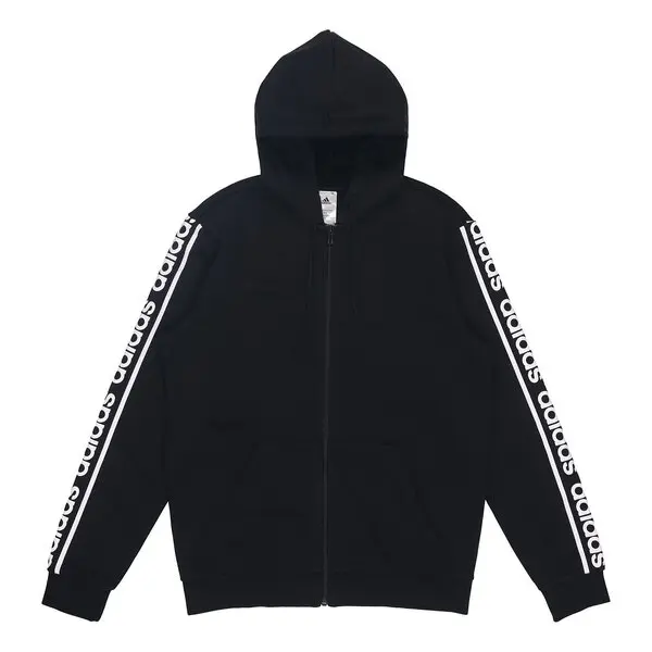 Adidas Sporty Casual Zip-up Hoodie With Logo Detail