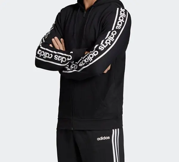 Adidas Sporty Casual Zip-up Hoodie With Logo Detail