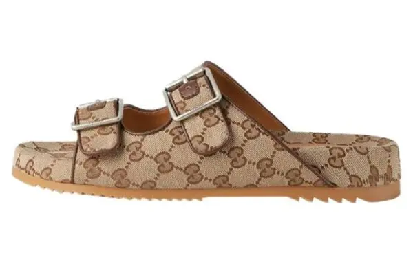 Gucci Double G Alphabet Straps Fashion Sandals - Beige/ebony