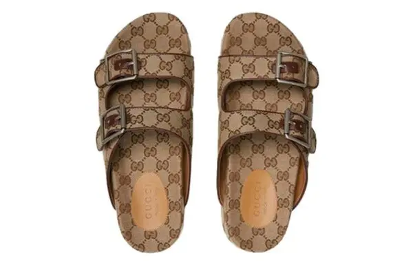 Gucci Double G Alphabet Straps Fashion Sandals - Beige/ebony