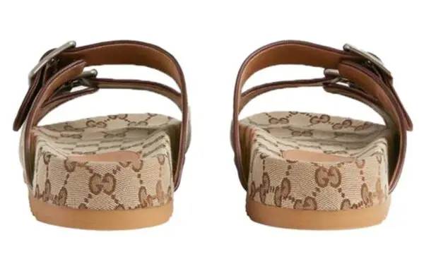 Gucci Double G Alphabet Straps Fashion Sandals - Beige/ebony