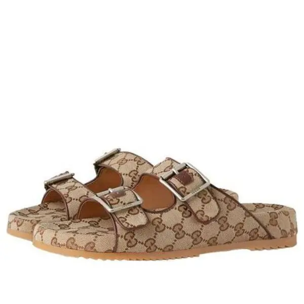 Gucci Double G Alphabet Straps Fashion Sandals - Beige/ebony