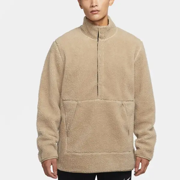 Nike Lamb's Wool Stay Warm Half Zipper Solid Color Khaki