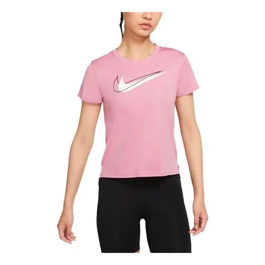 Nike Dri-fit Swoosh Run Logo Printing Round-neck Short Sleeve Top
