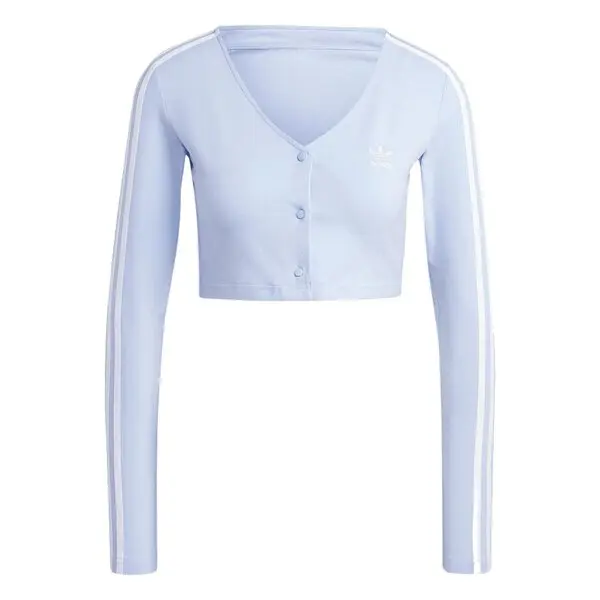 Adidas Adicolor Classics 3-stripes Long Sleeve Cropped Polo - Blue