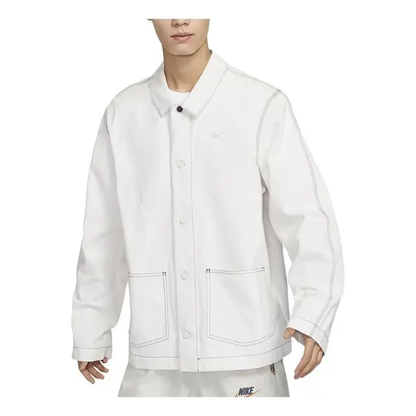 Nike Lapel Work Jacket 'white Grey - White/grey