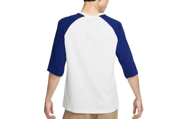 Nike Colorblock Round Neck Pullover Three-quarter Sleeve White