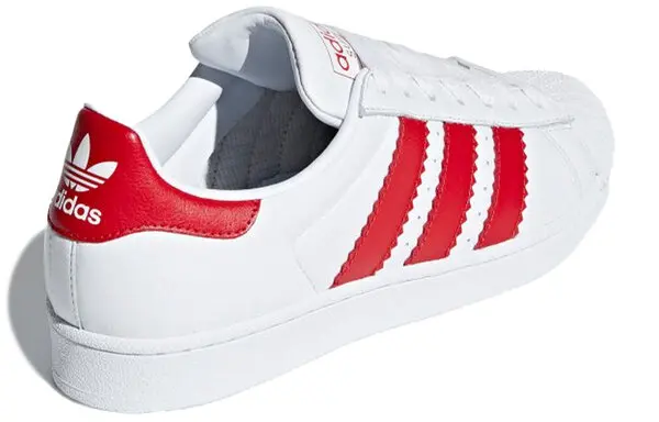 Adidas Superstar Sneakers With Scarlet Stripes - White