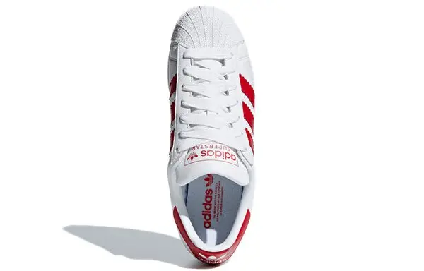 Adidas Superstar Sneakers With Scarlet Stripes - White