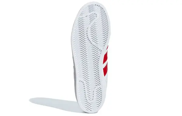 Adidas Superstar Sneakers With Scarlet Stripes - White