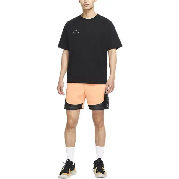 JORDAN Ss22 23 Engineered Solid Color Logo Printing Round Neck Pullover Short Sleeve Black T-shirt